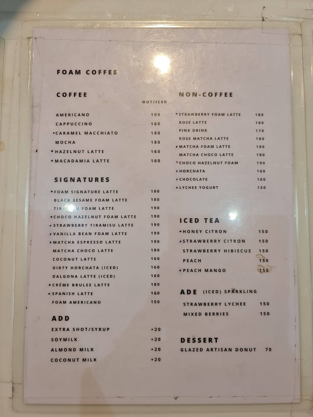 Menu at Foam Coffee - Baguio restaurant, Baguio