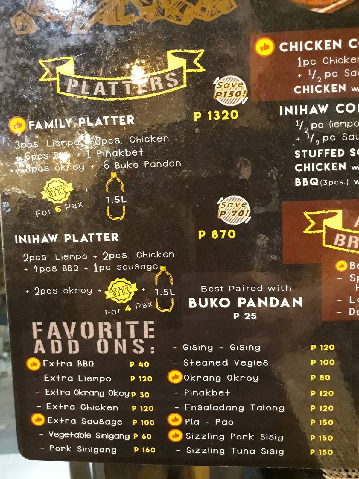 Menu at Inihaw Republic Baguio City, Baguio