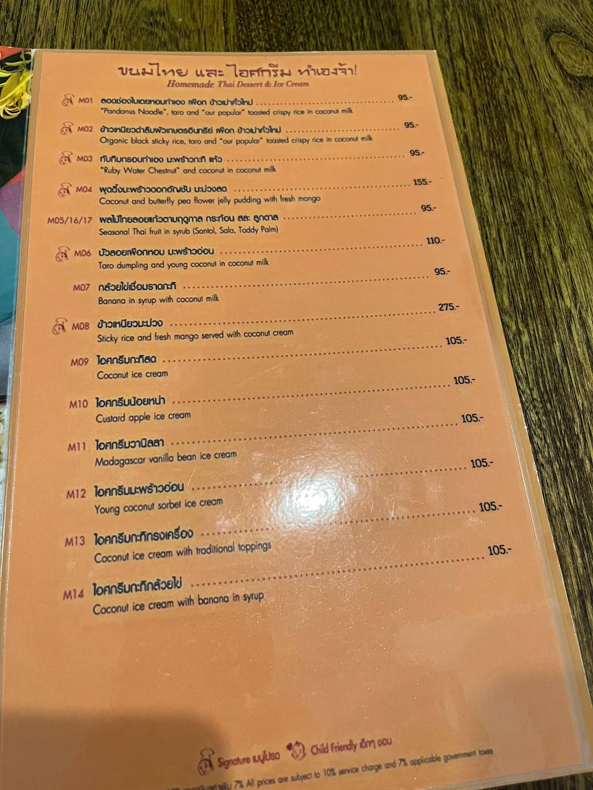Menu at Taling Pling Sukhumvit 34 restaurant, Bangkok, 25 Soi Sukhumvit 34