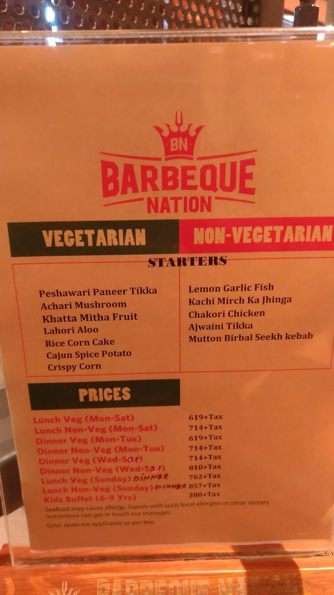 Menu at Barbeque Nation, Patna, 8th Floor