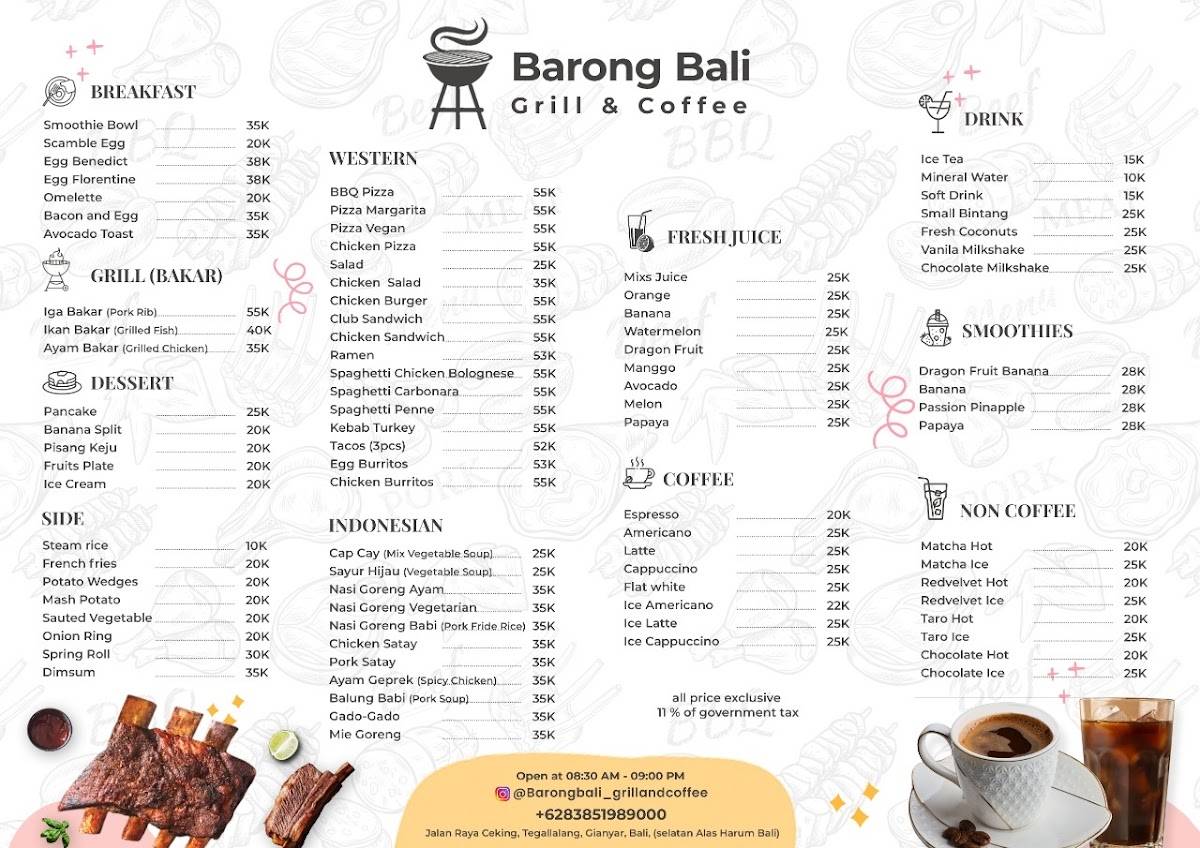 Menu at Barong Bali Kitchen, Indonesia