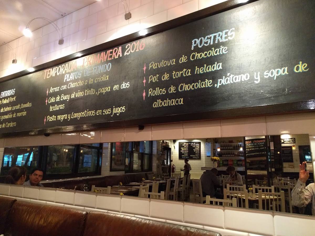 Carta del restaurante La 73, Barranco