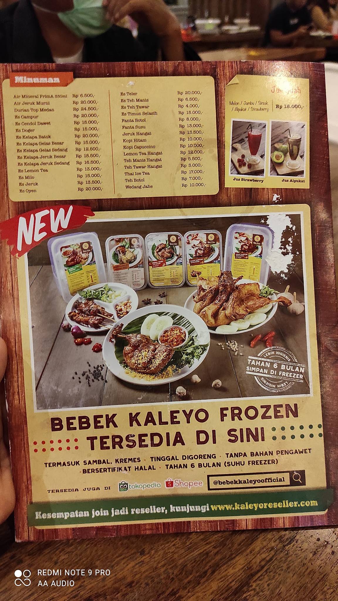 Menu at Bebek Kaleyo Bandung restaurant, Bandung, Komplek Bali Heaven