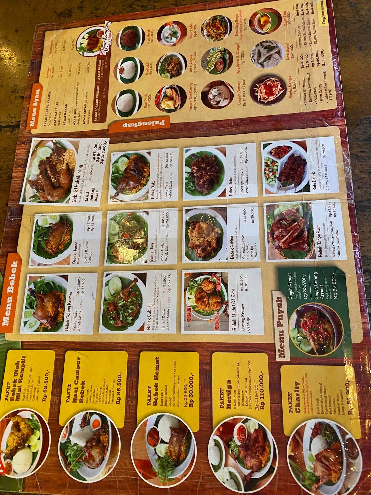 Menu at Bebek Kaleyo Bandung restaurant, Bandung, Komplek Bali Heaven
