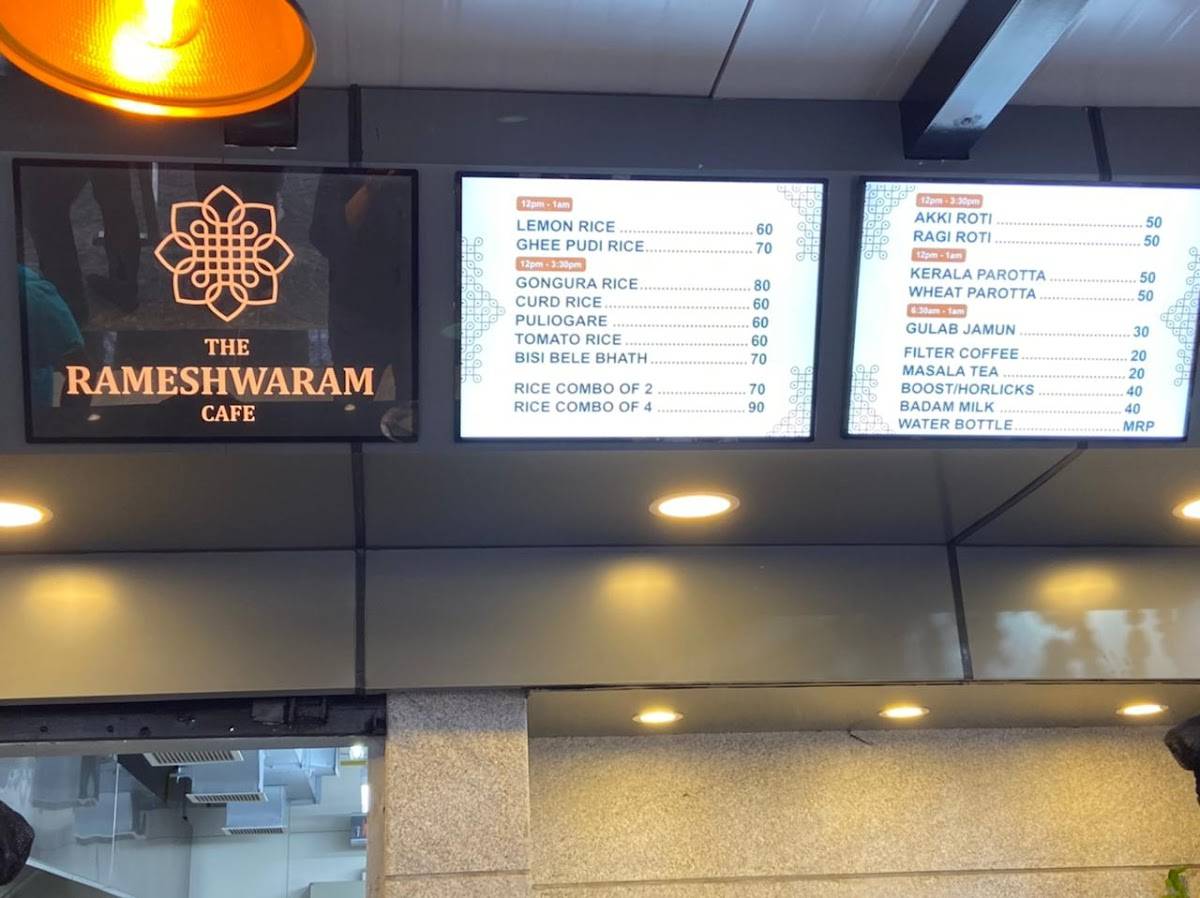 Menu at The Rameshwaram Cafe @ Indiranagar, Bengaluru
