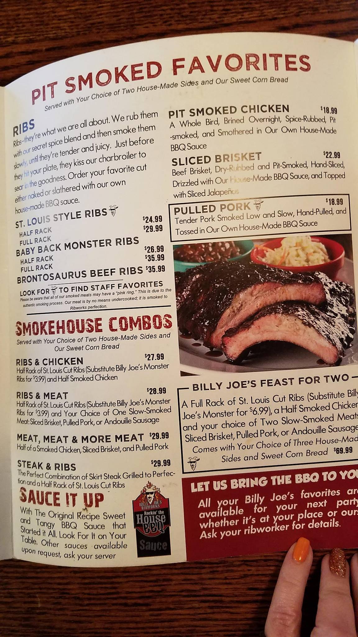 Menu at Billy Joe's Ribworks pub & bar, Newburgh