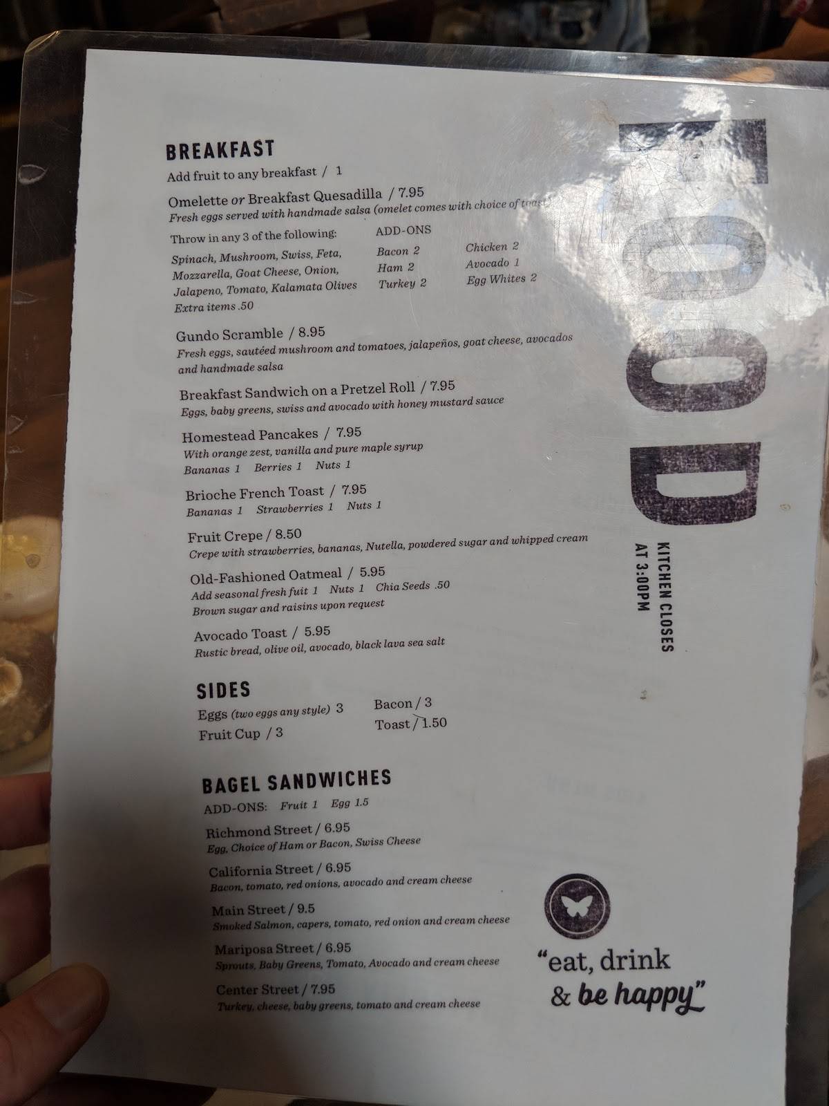 Menu at Blue Butterfly Coffee cafe, El Segundo