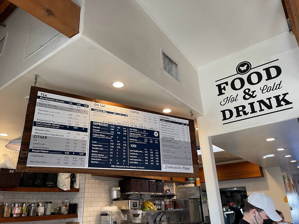 Menu at Blue Butterfly Coffee cafe, El Segundo