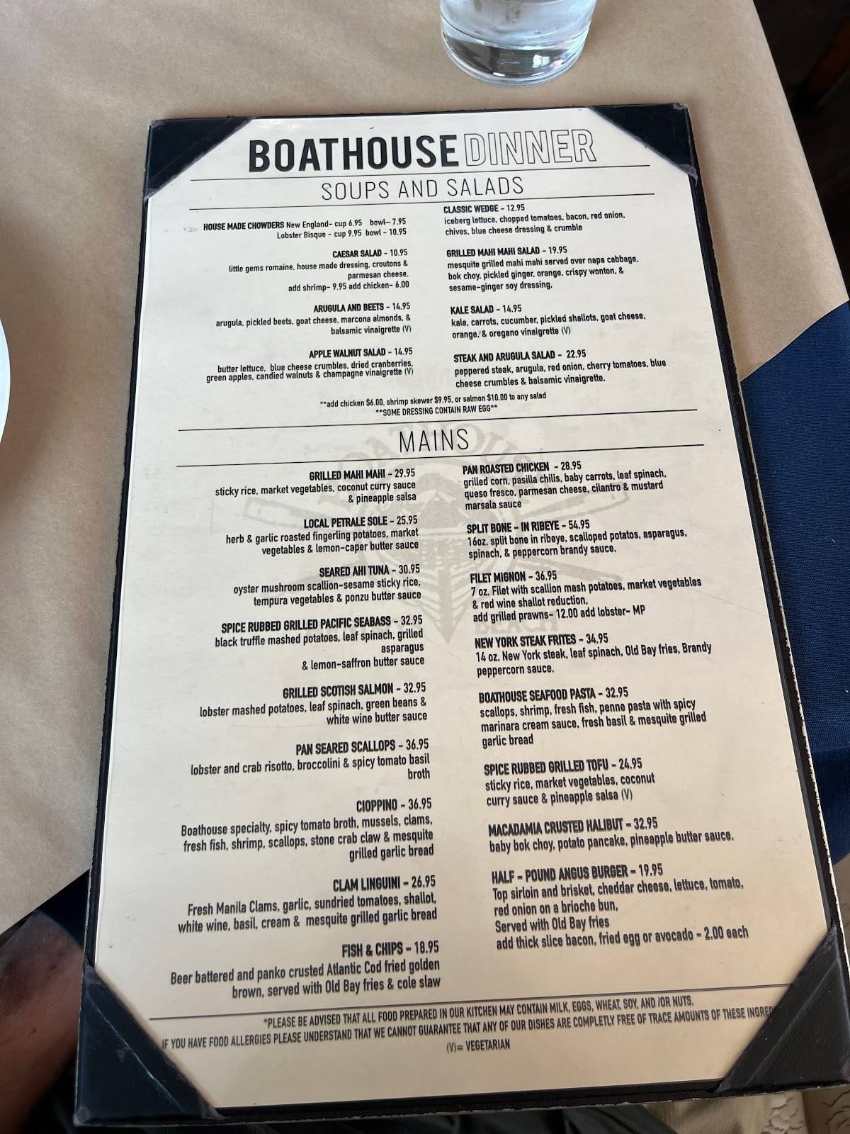 Menu at Boathouse at Hendry's Beach restaurant, Santa Barbara