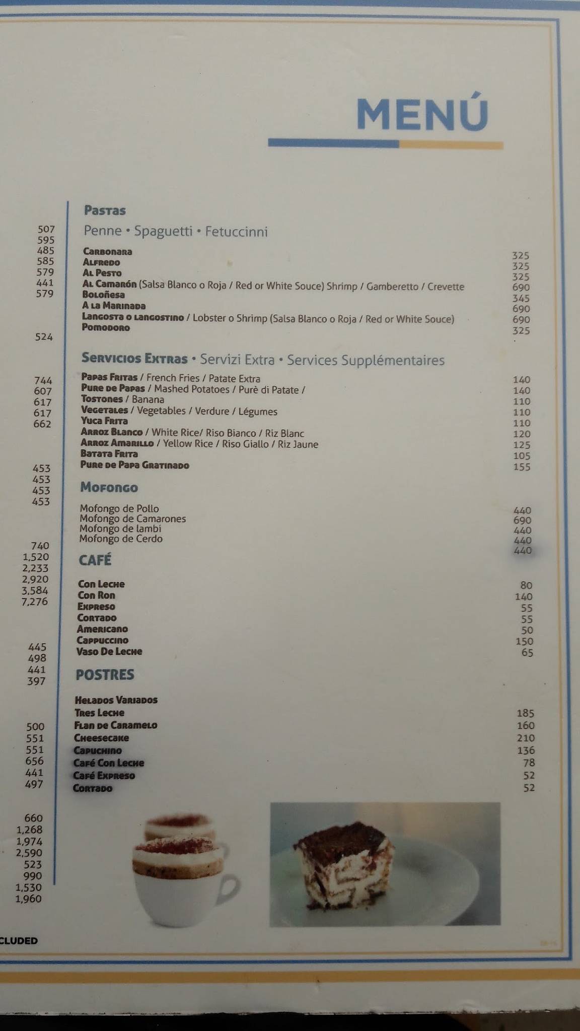 Menu at Bocana Beach & Club, Boca Chica