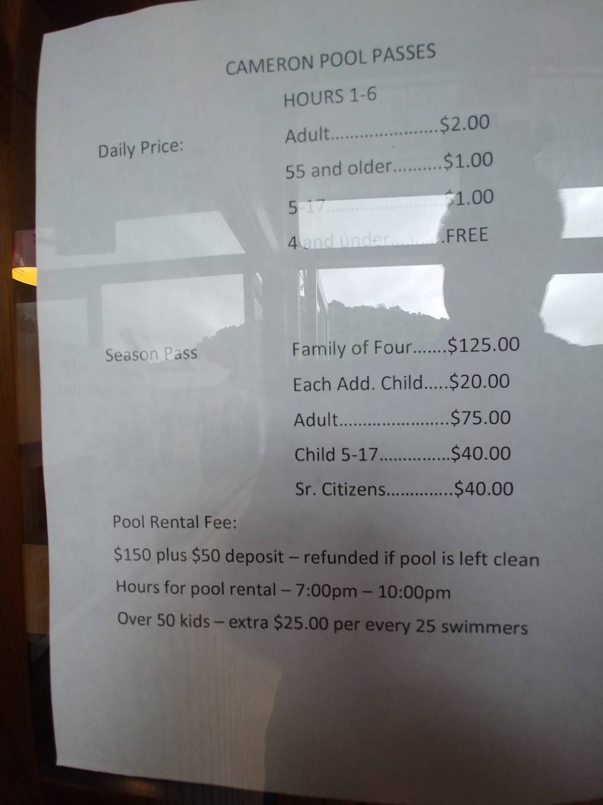 Menu at Bridge Street Restaurant, Cameron