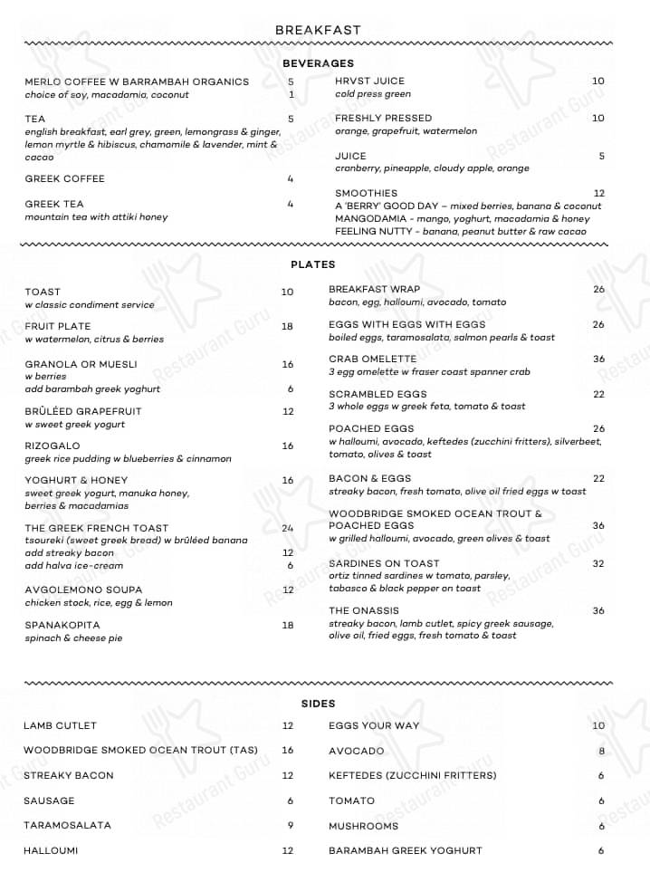 Menu at Hellenika at The Calile restaurant, Fortitude Valley