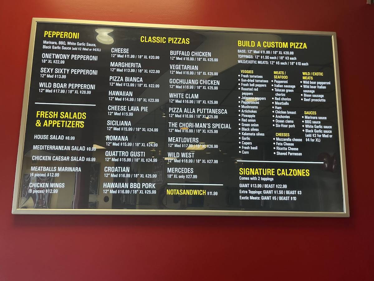 Menu at Burattino Brick Oven Pizza pizzeria, Carson