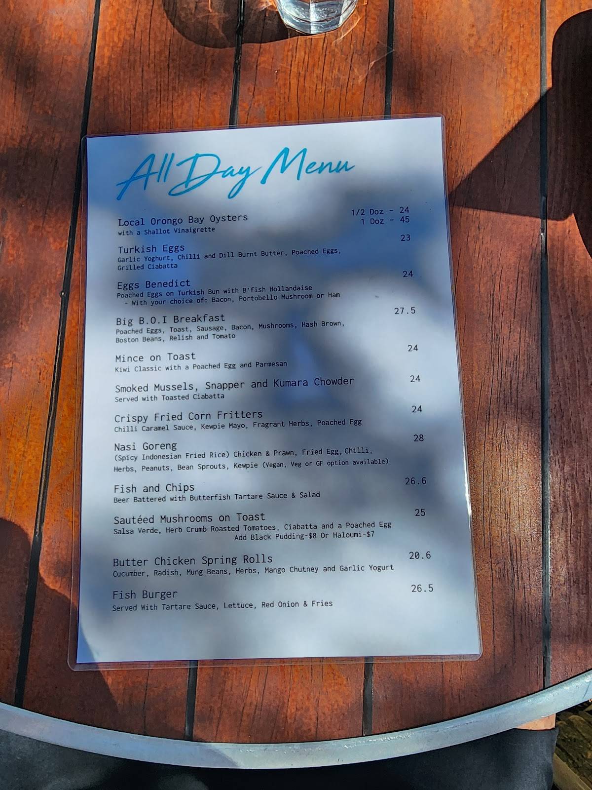 Menu at Butterfish Restaurant And Cafe, Russell