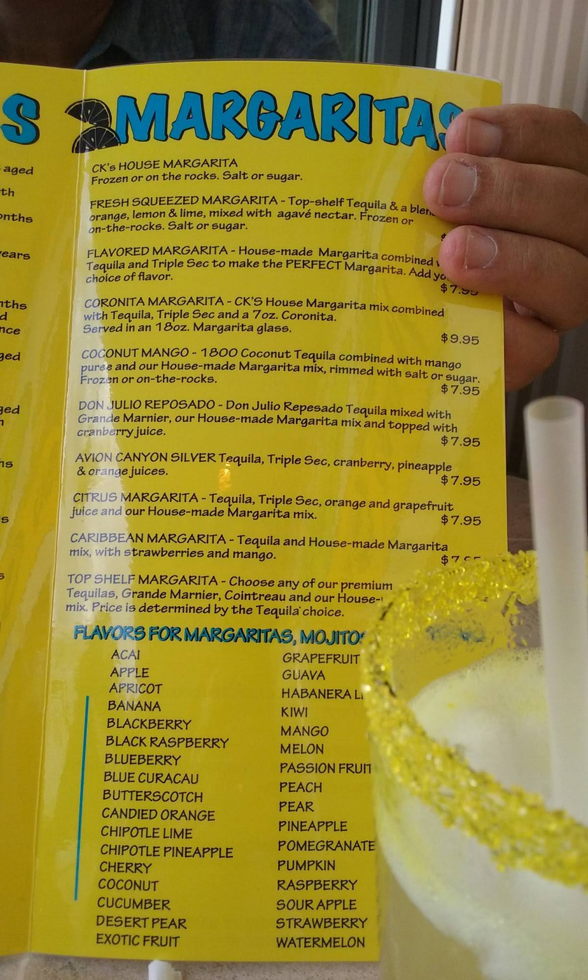 Menu at CK’s Cantina & Grill restaurant, Dallas