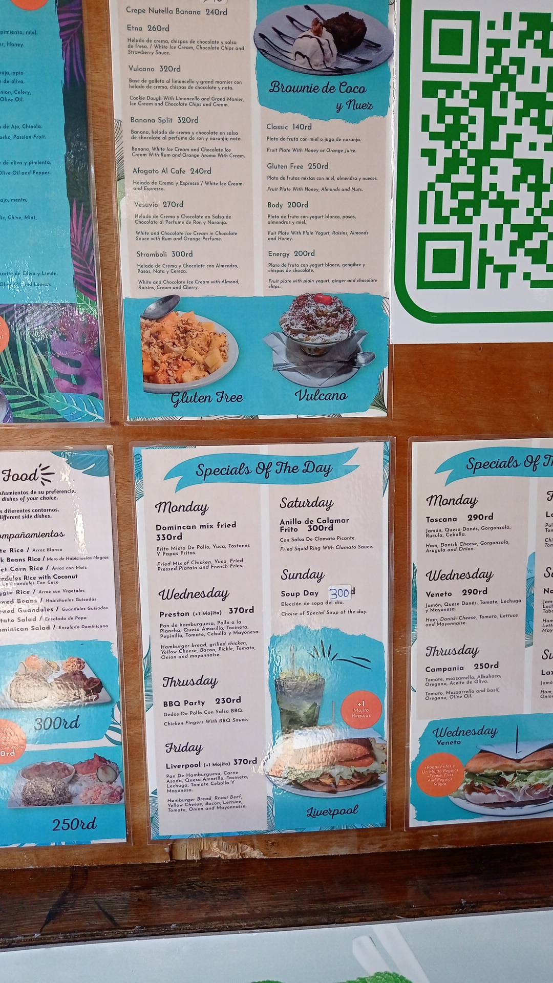 Menu at Mojito Bar, Cabarete
