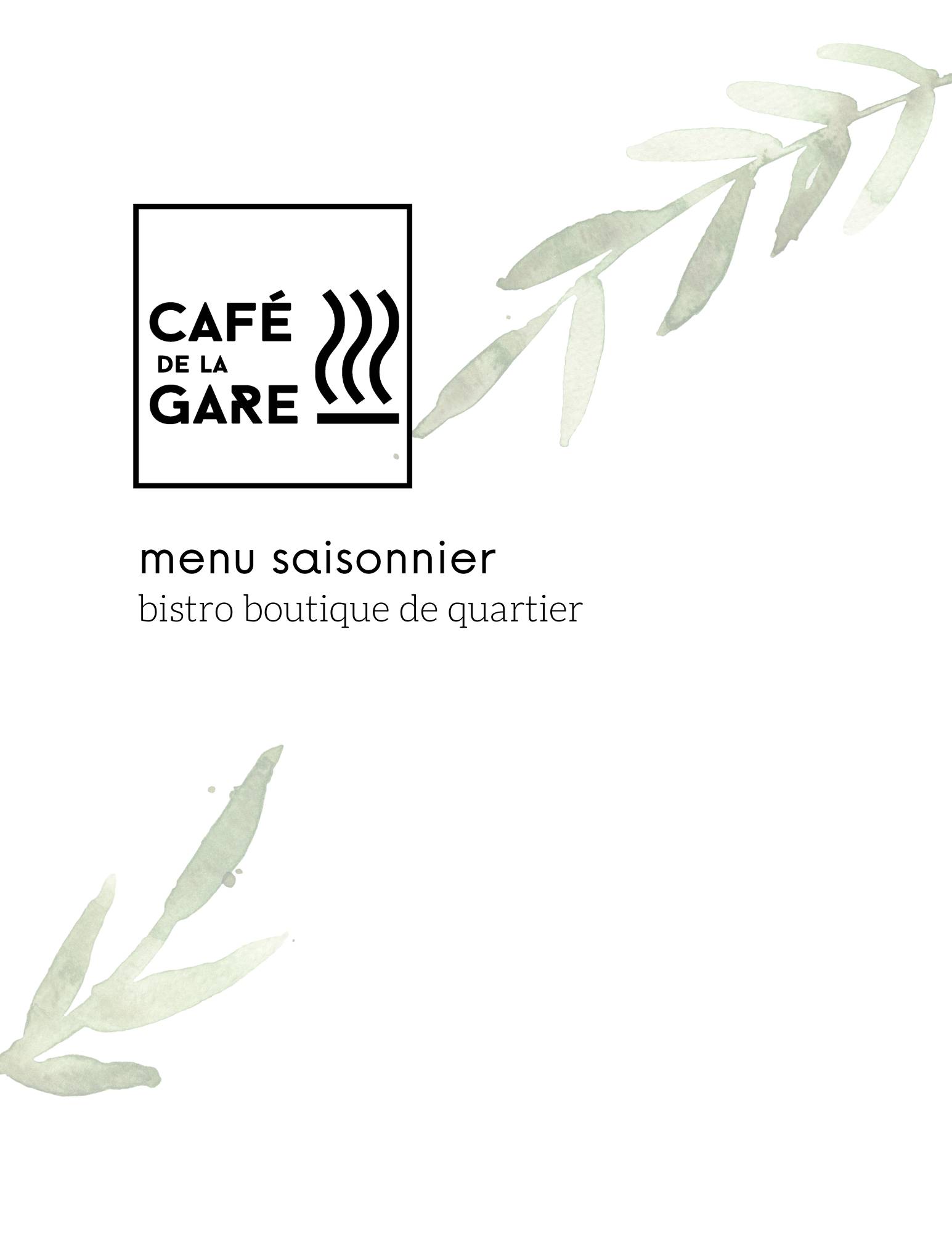 Menu at Café de la Gare Rosemère, Rosemère, 287 Chem. de la Grande-Côte