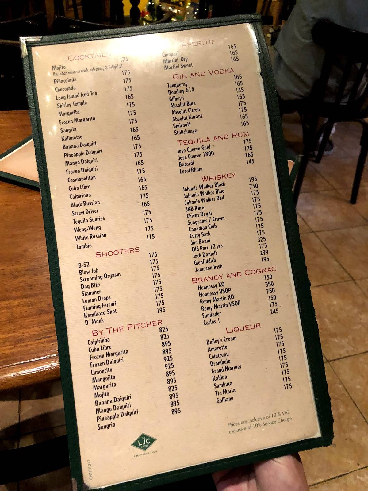 Menu at Cafe Adriatico, Manila, M. Adriatico St