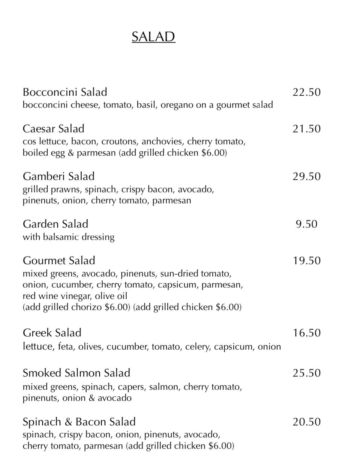 Menu at Cafe Bella Rosa, Carlisle