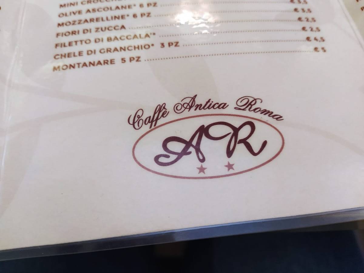 Menu da Caffè Antica Roma caffè bar, Roma, Via Giacomo Caneva