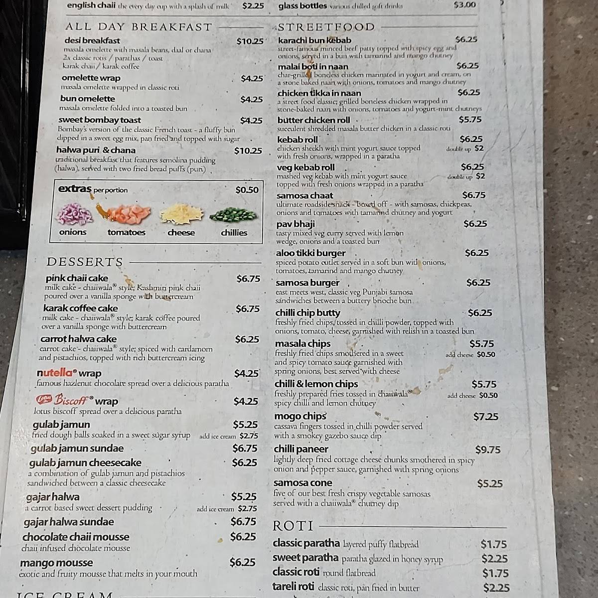 Carta del restaurante Chaiiwala Of London - Erin Mills, Mississauga