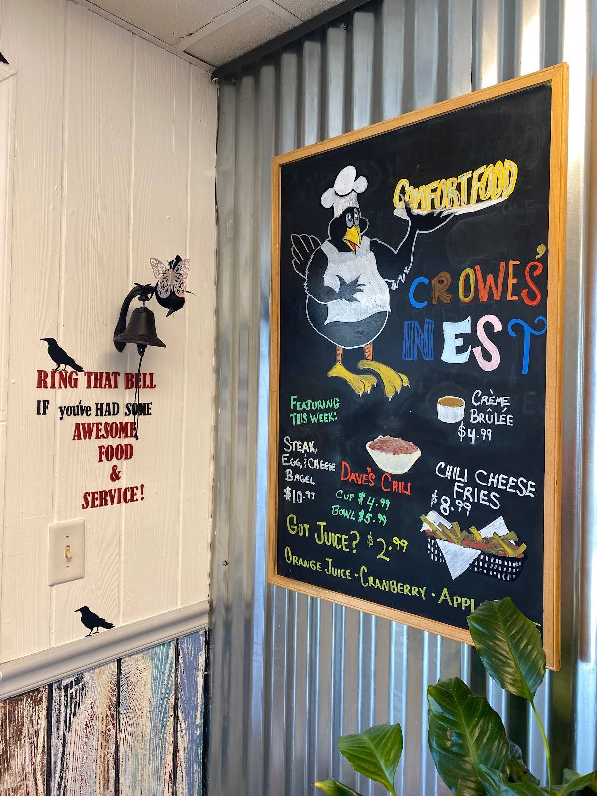 Menu at Crowes' Nest Cafe, Napoleon