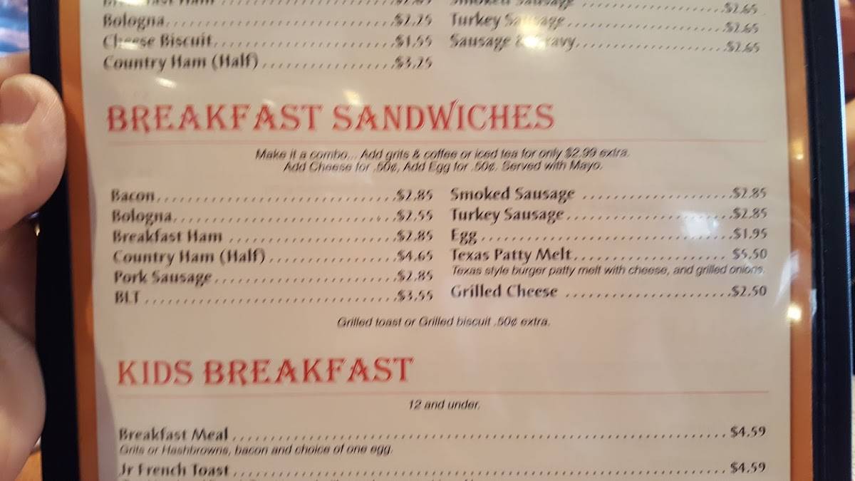 Menu at Long Grain Cafe, Florence