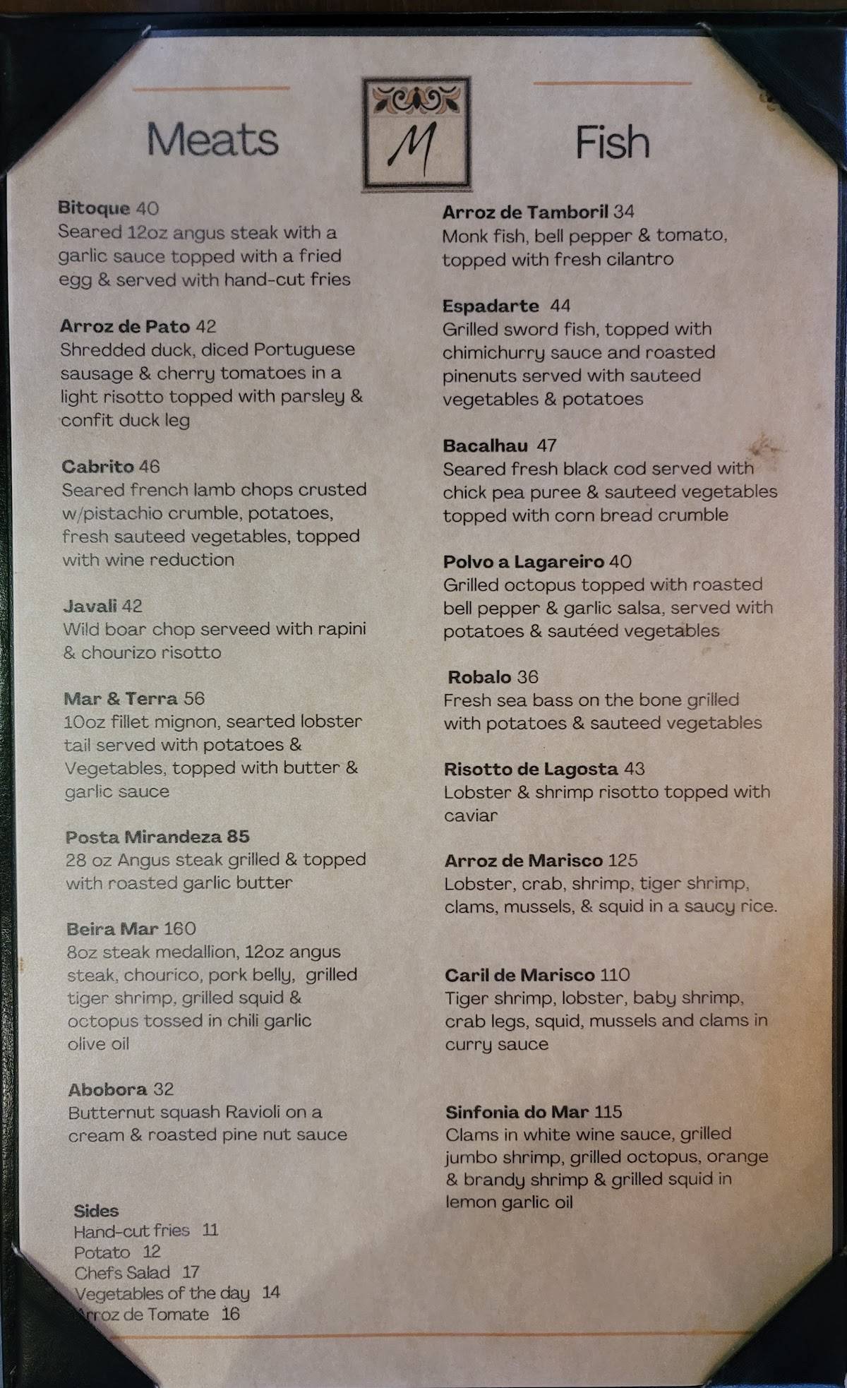 Menu at Mercado Restaurant, Toronto
