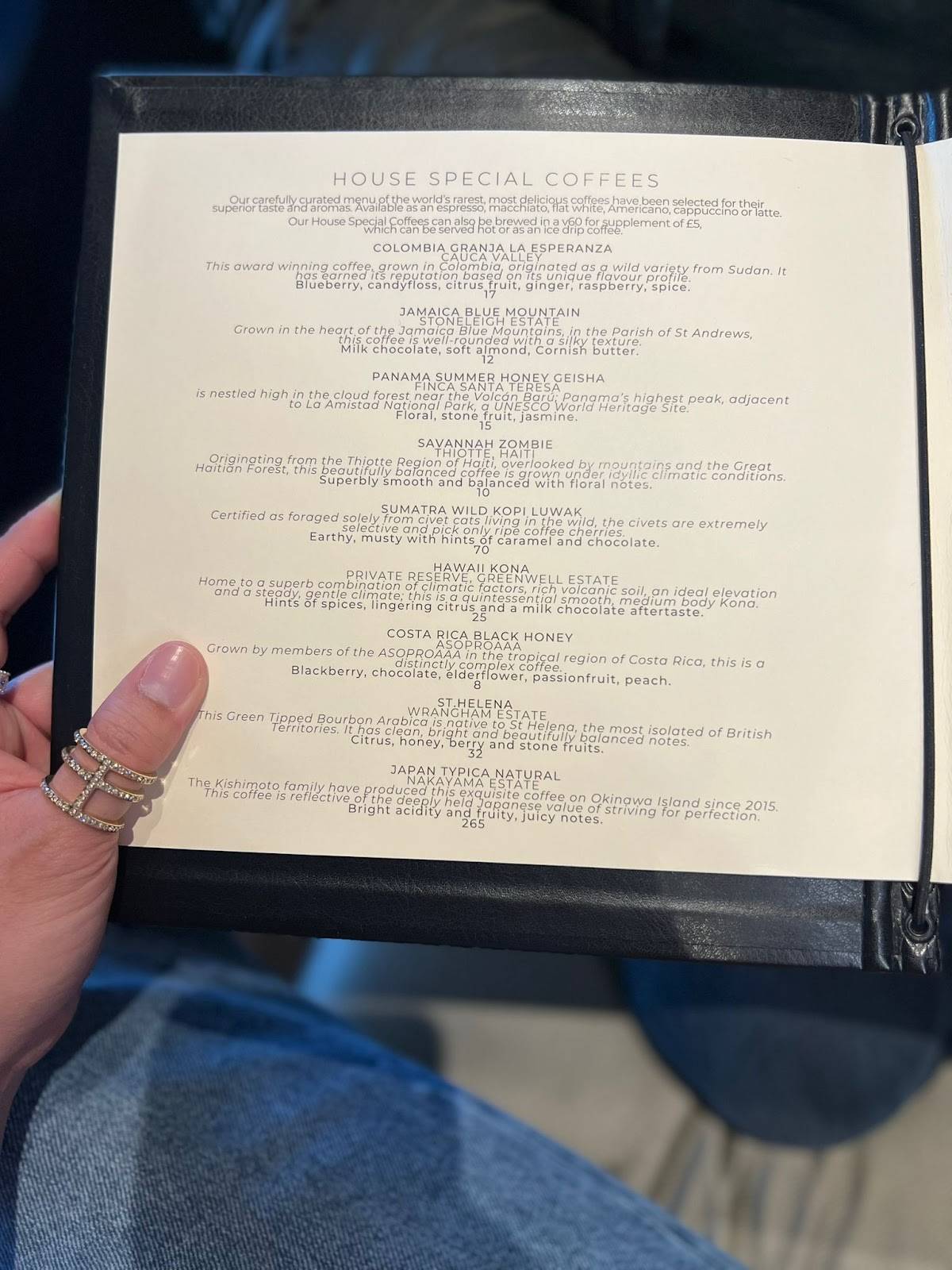 Menu at SHOT London - Mayfair cafe, London, 10A Berkeley St