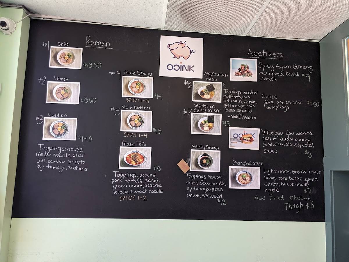 Menu at The Oink Cafe, Tucson