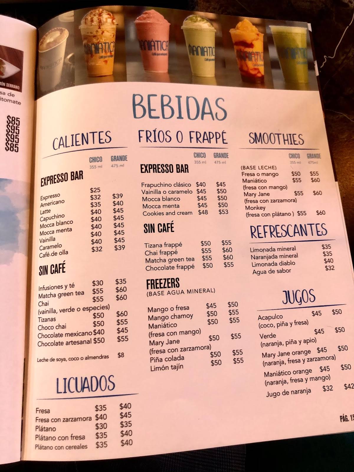 Carta de Maniática Café - Milenio III, Santiago de Querétaro