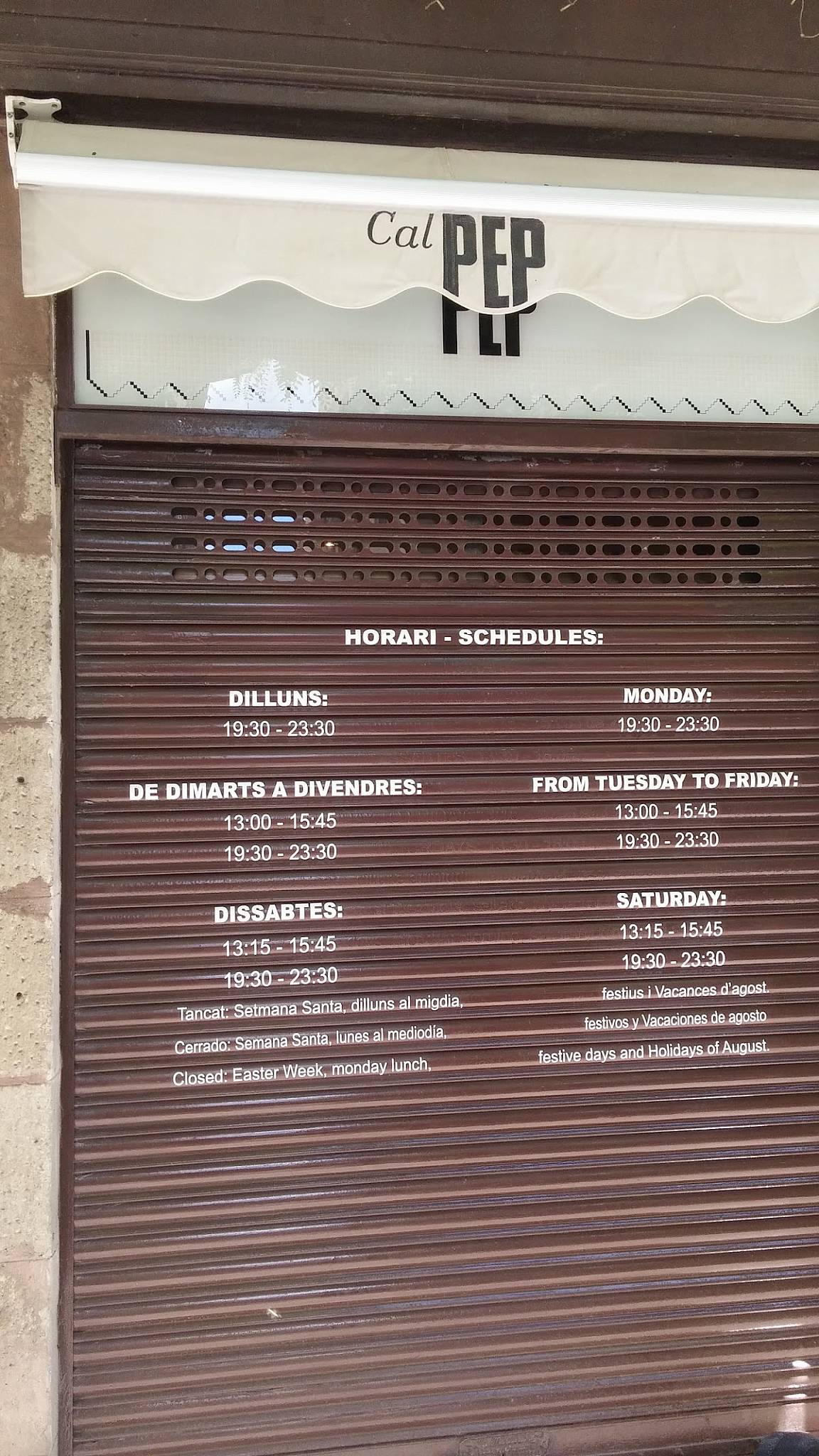 Menu at Cal Pep pub & bar, Barcelona, Plaça de les Olles