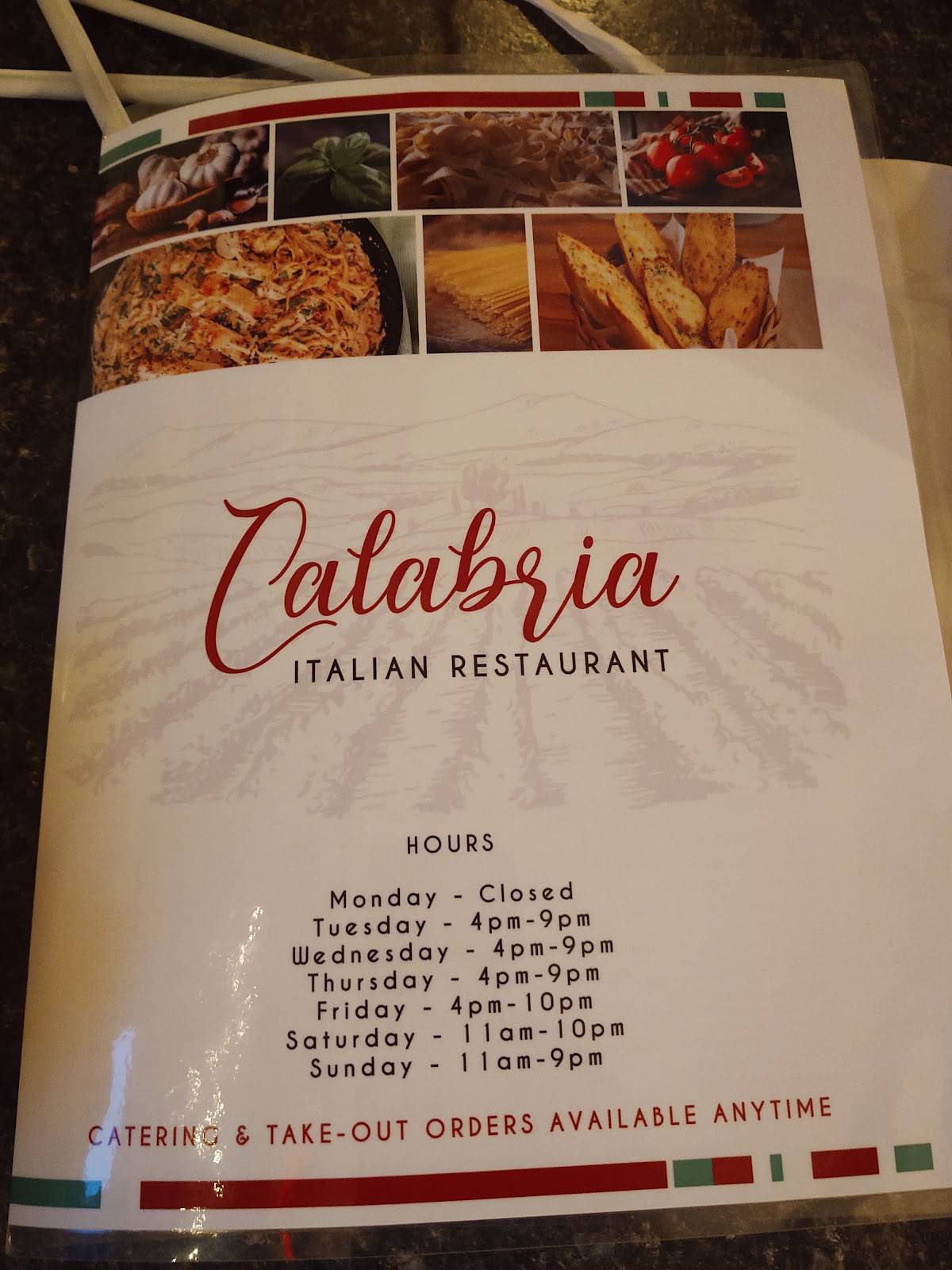 Menu at Calabria Italian Restaurant, Nebraska City