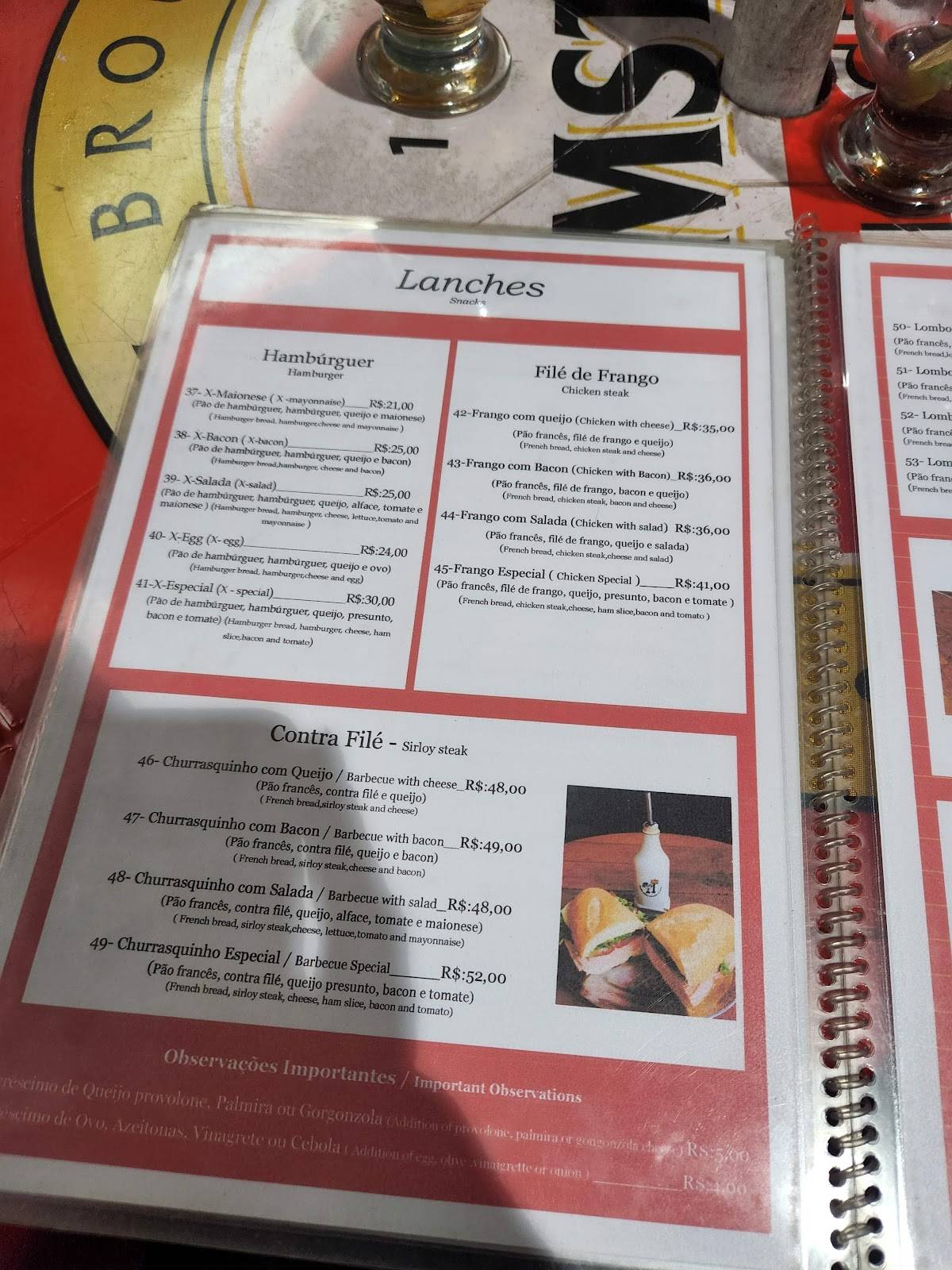 Menu em City Bar Campinas, Campinas