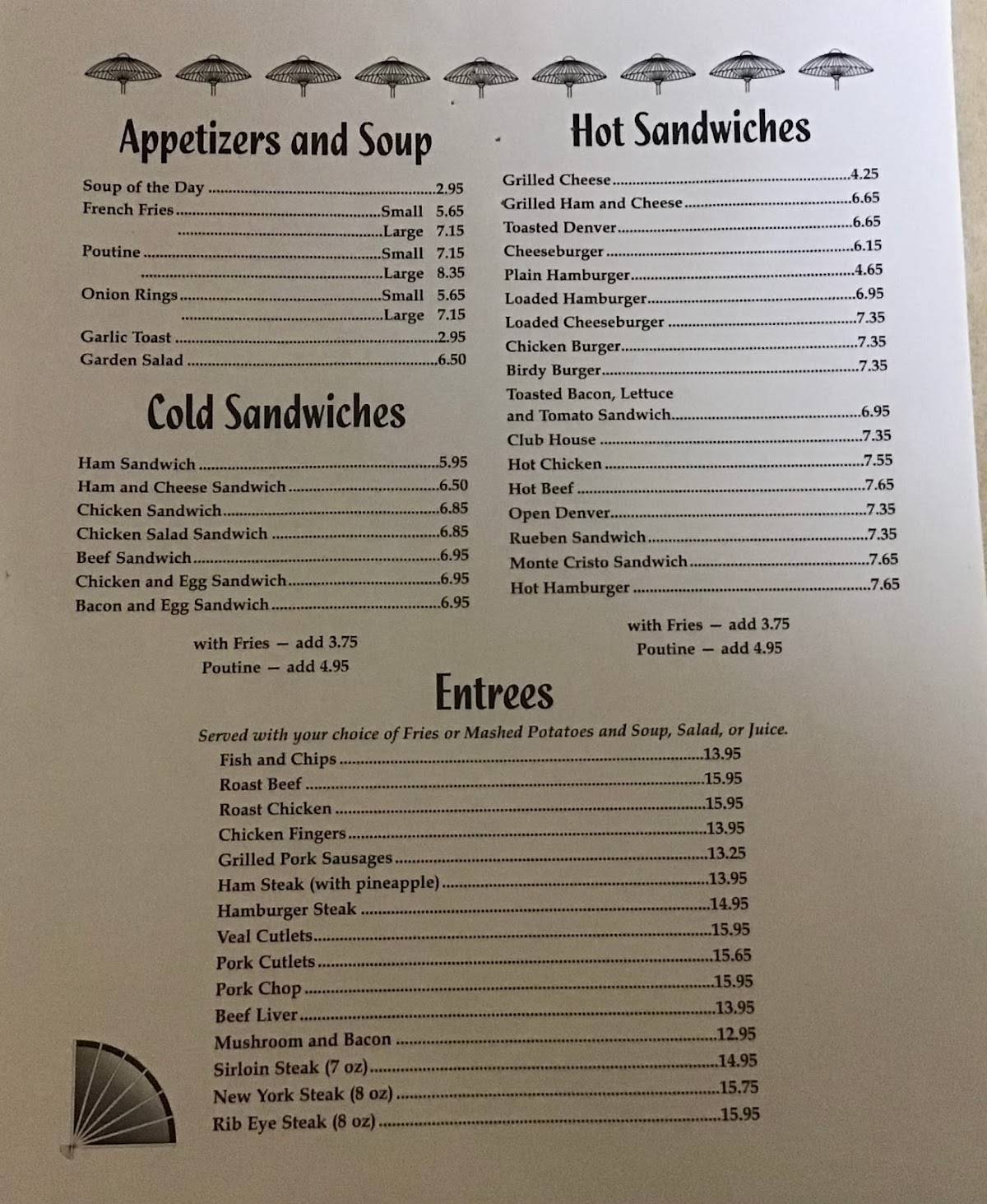Menu at Canada Cafe, Wolseley, 104 Sherbrooke St