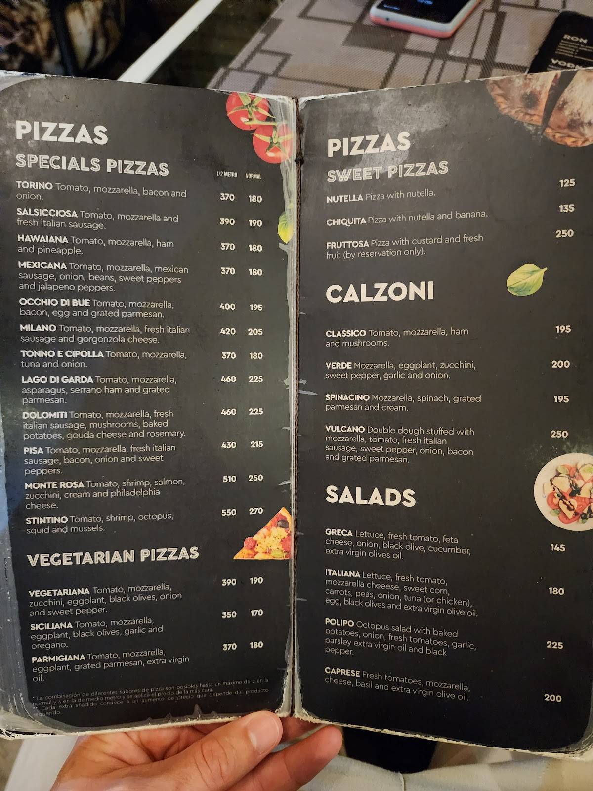 Menu at Capricci Pizza & Sfizi restaurant, Isla Mujeres