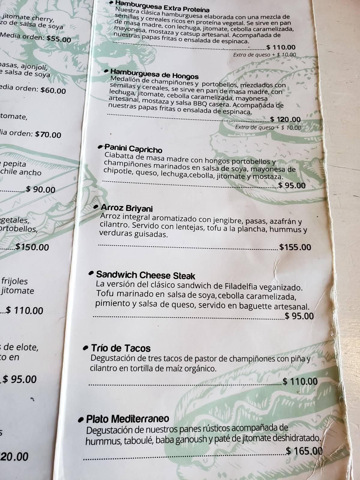 Carta del restaurante Capricho sin culpa, Juriquilla