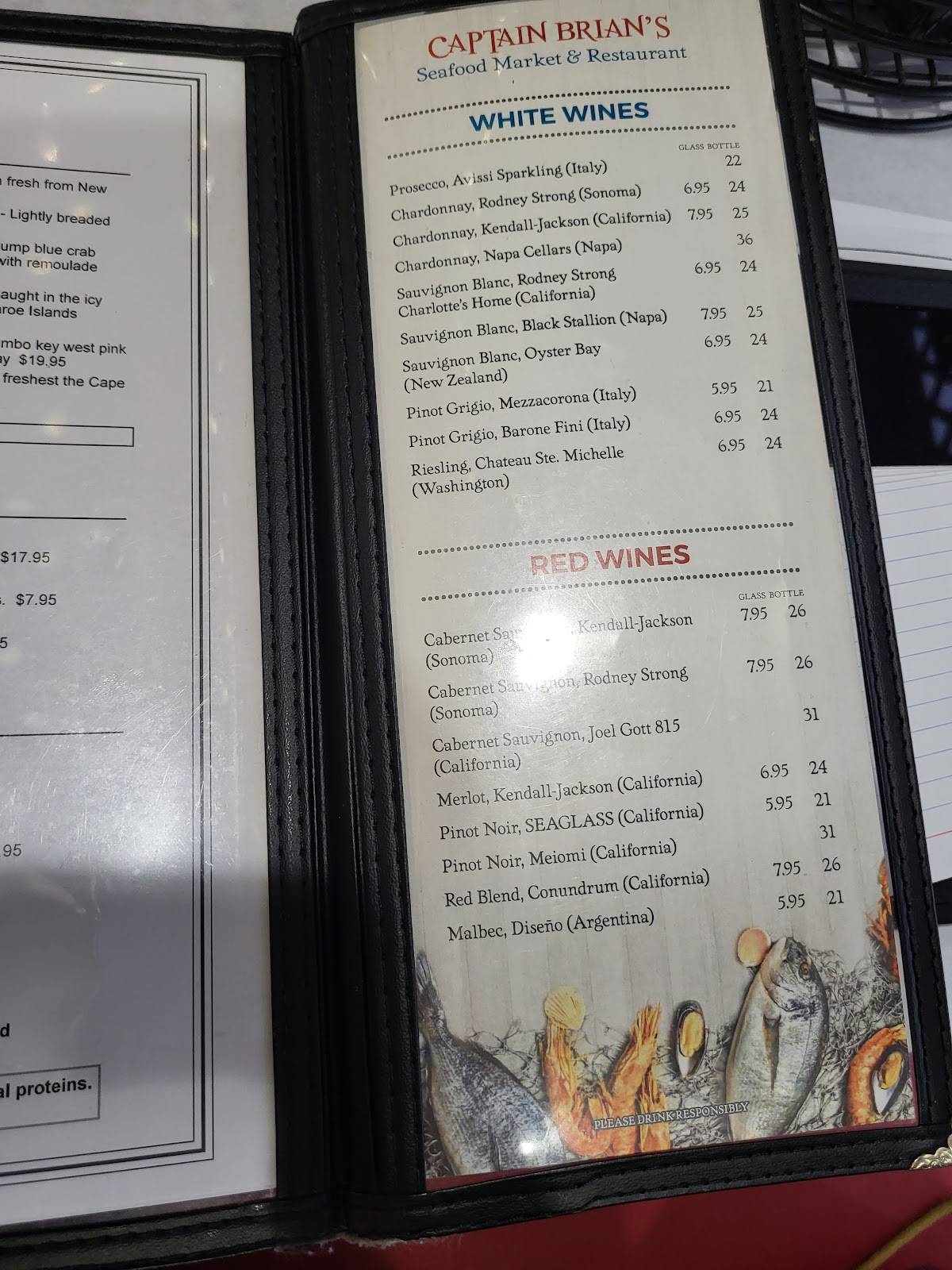 Menu at Captain Brian's Seafood Market & Restaurant, Sarasota