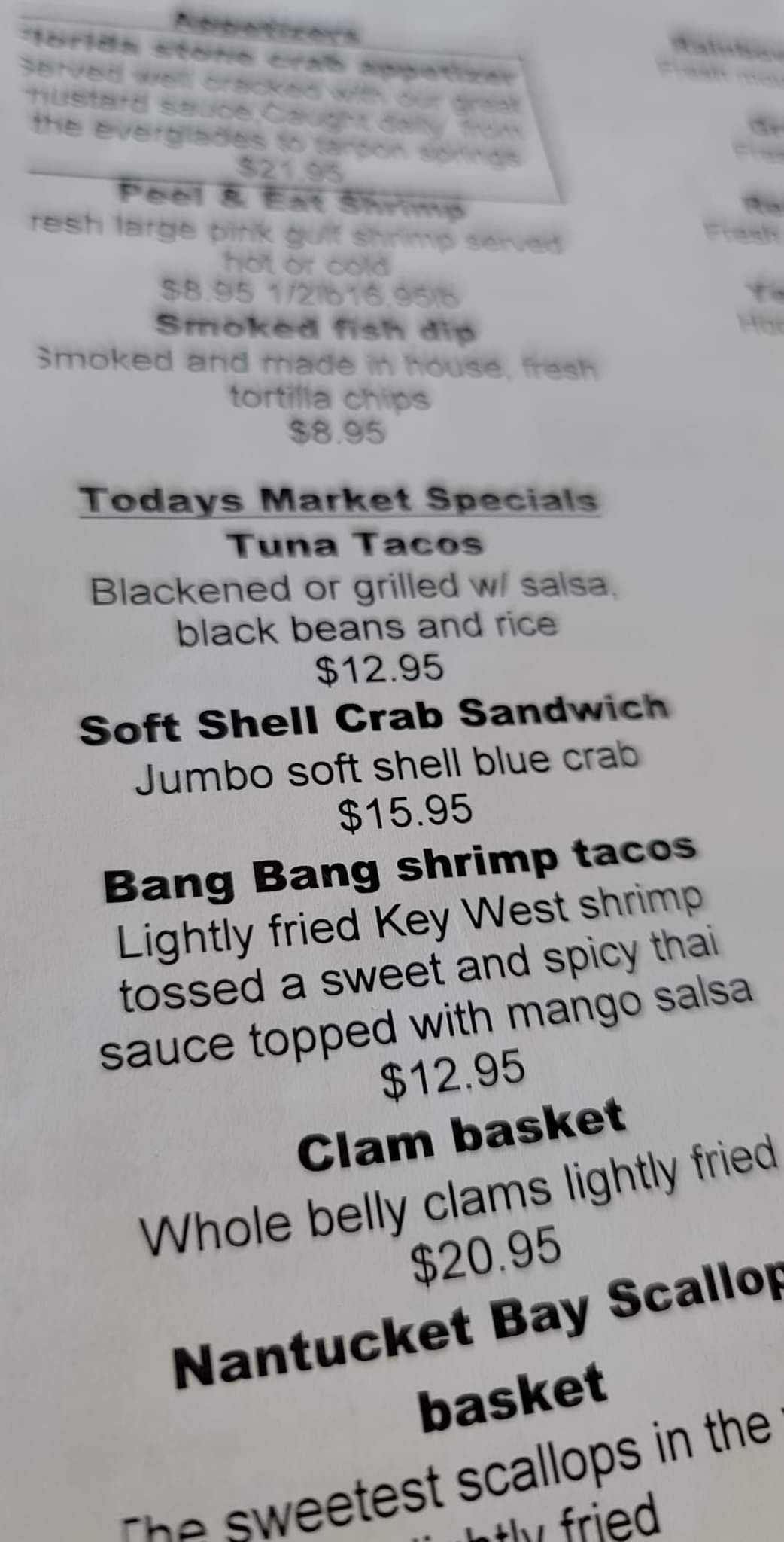 Menu at Captain Brian's Seafood Market & Restaurant, Sarasota