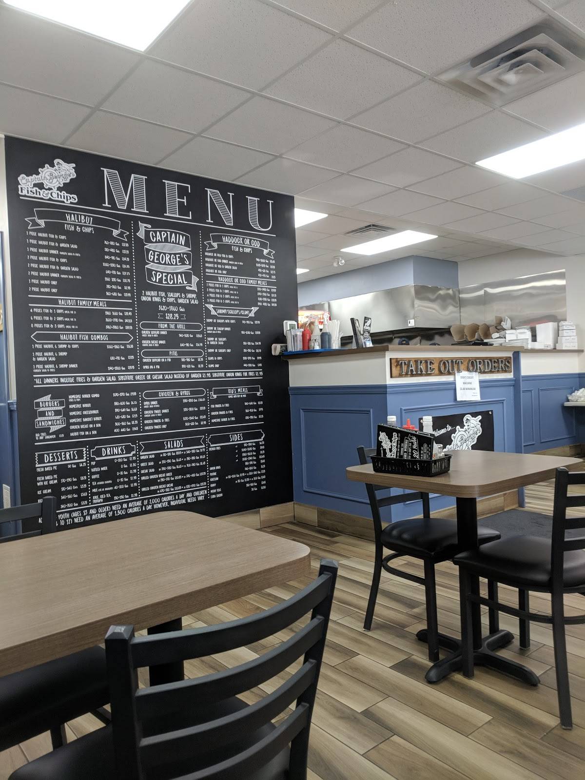 Menu at Captain George Fish & Chips restaurant, Port Perry