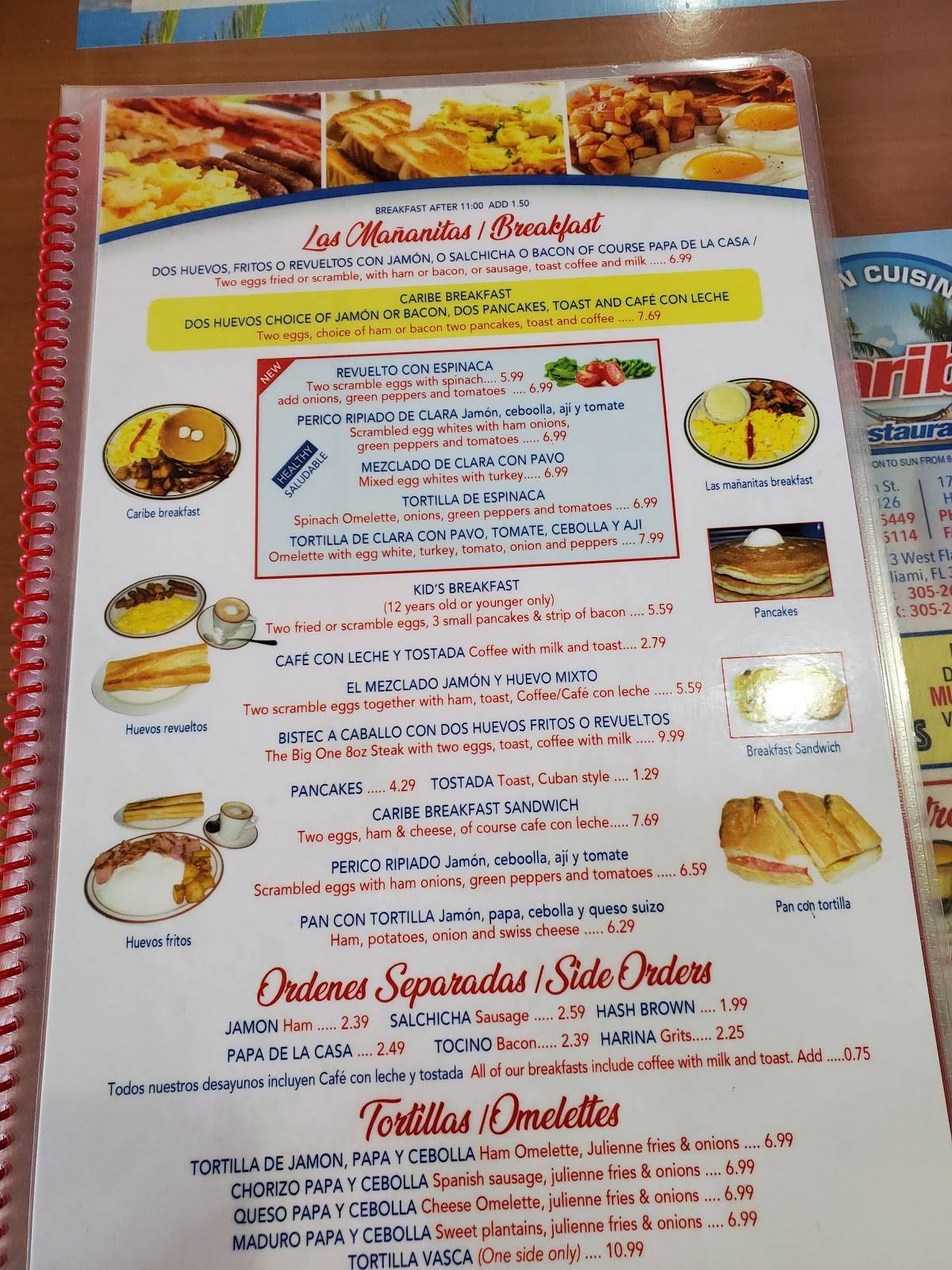 Menu at Caribe Cafe Restaurant, Miami, NW 7th St