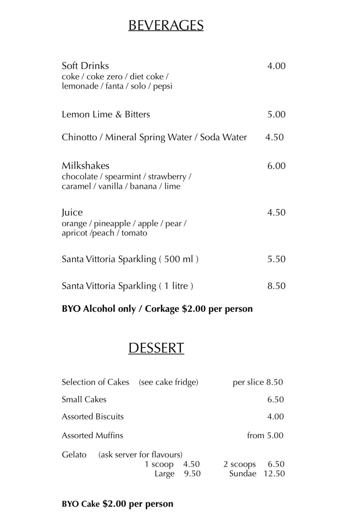 Menu at Cafe Bella Rosa, Carlisle