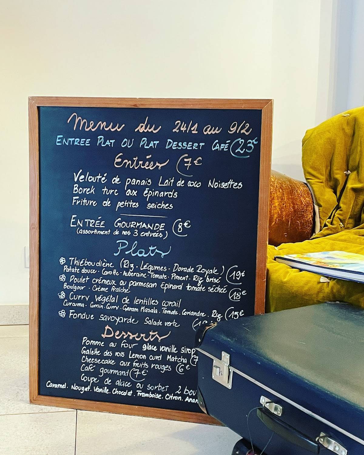 Menu au Carnets de Voyage restaurant, Lorgues