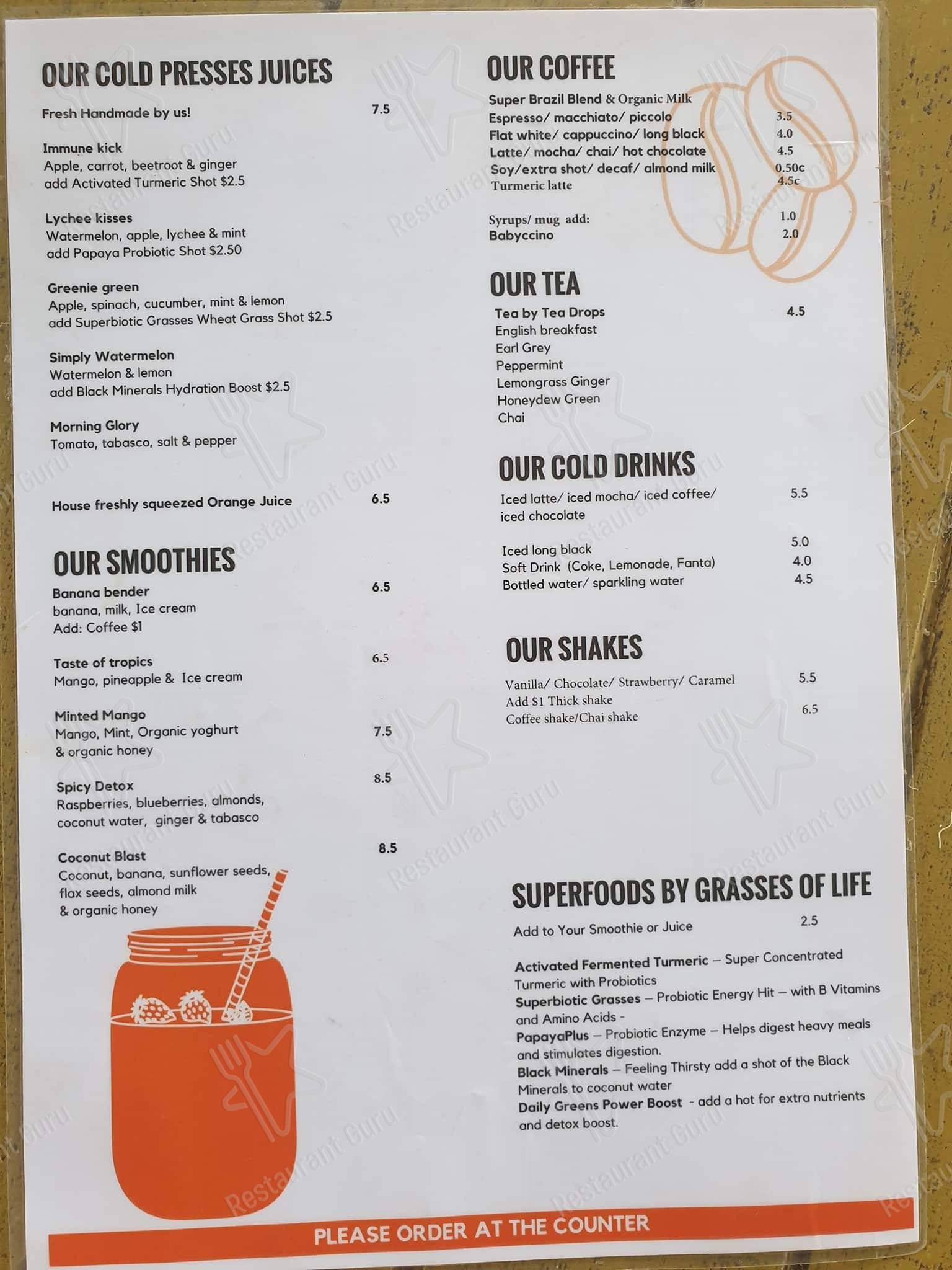Menu at Carport Cafe, Cannon Hill