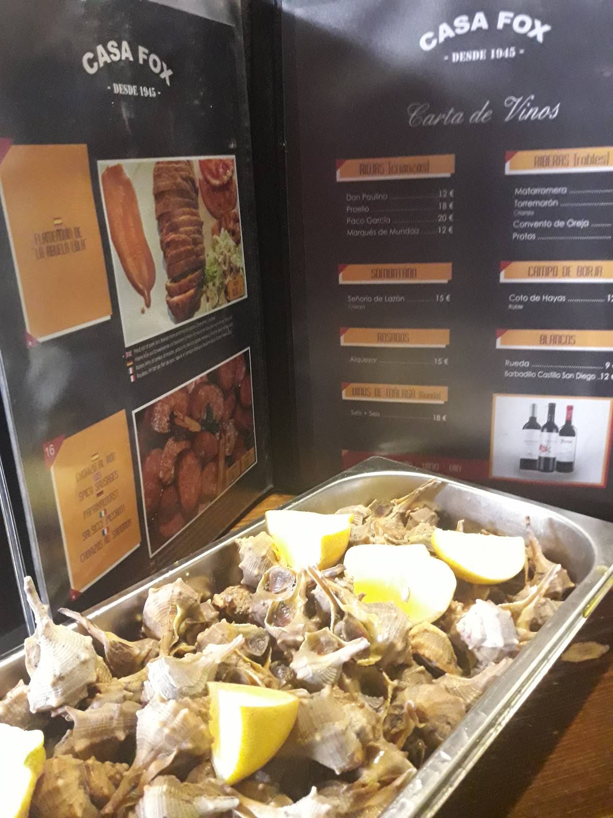 Carta del restaurante Casa Pepe Fox (Tapas y Platos Artesanos), Antequera