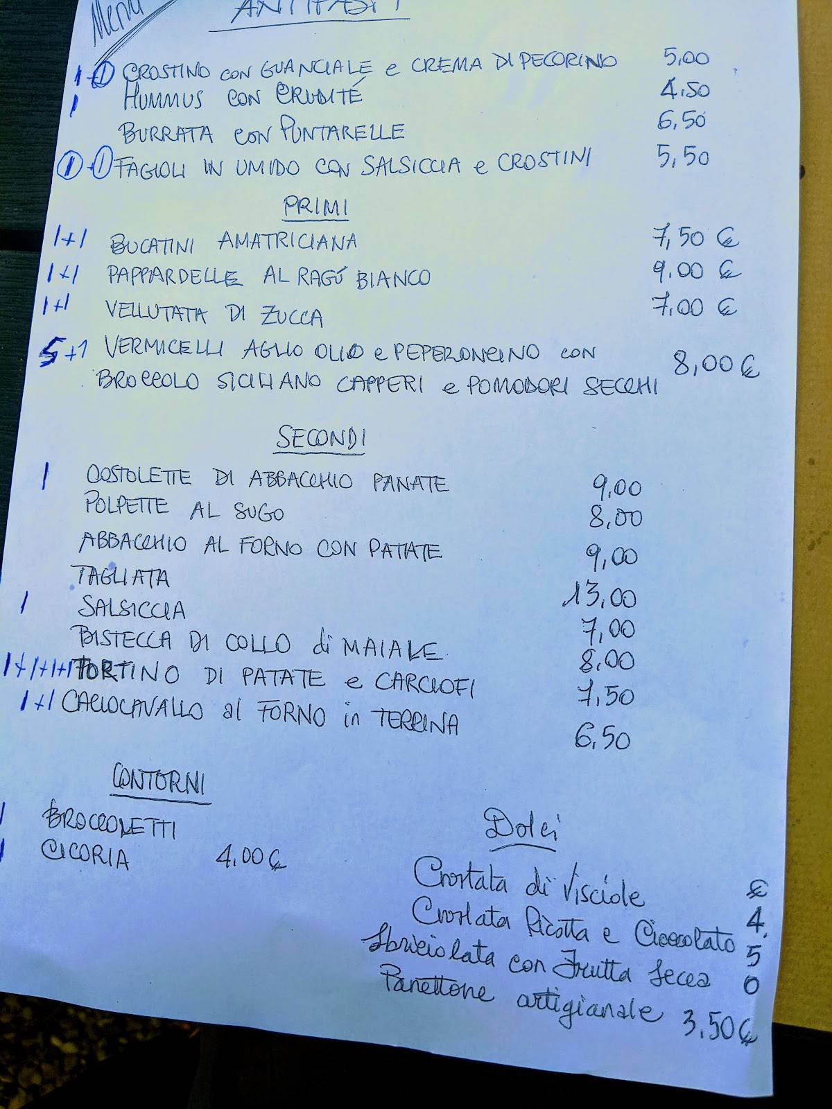 Menu da Casetta Rossa ristorante, Roma