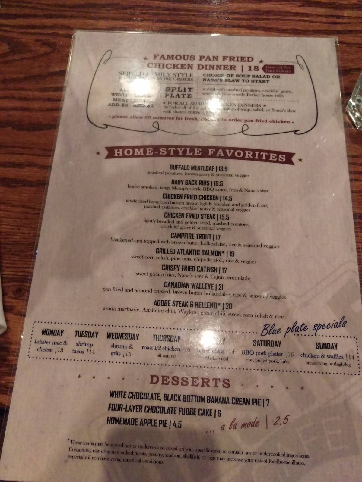 Menu at Castle Cafe, Castle Rock