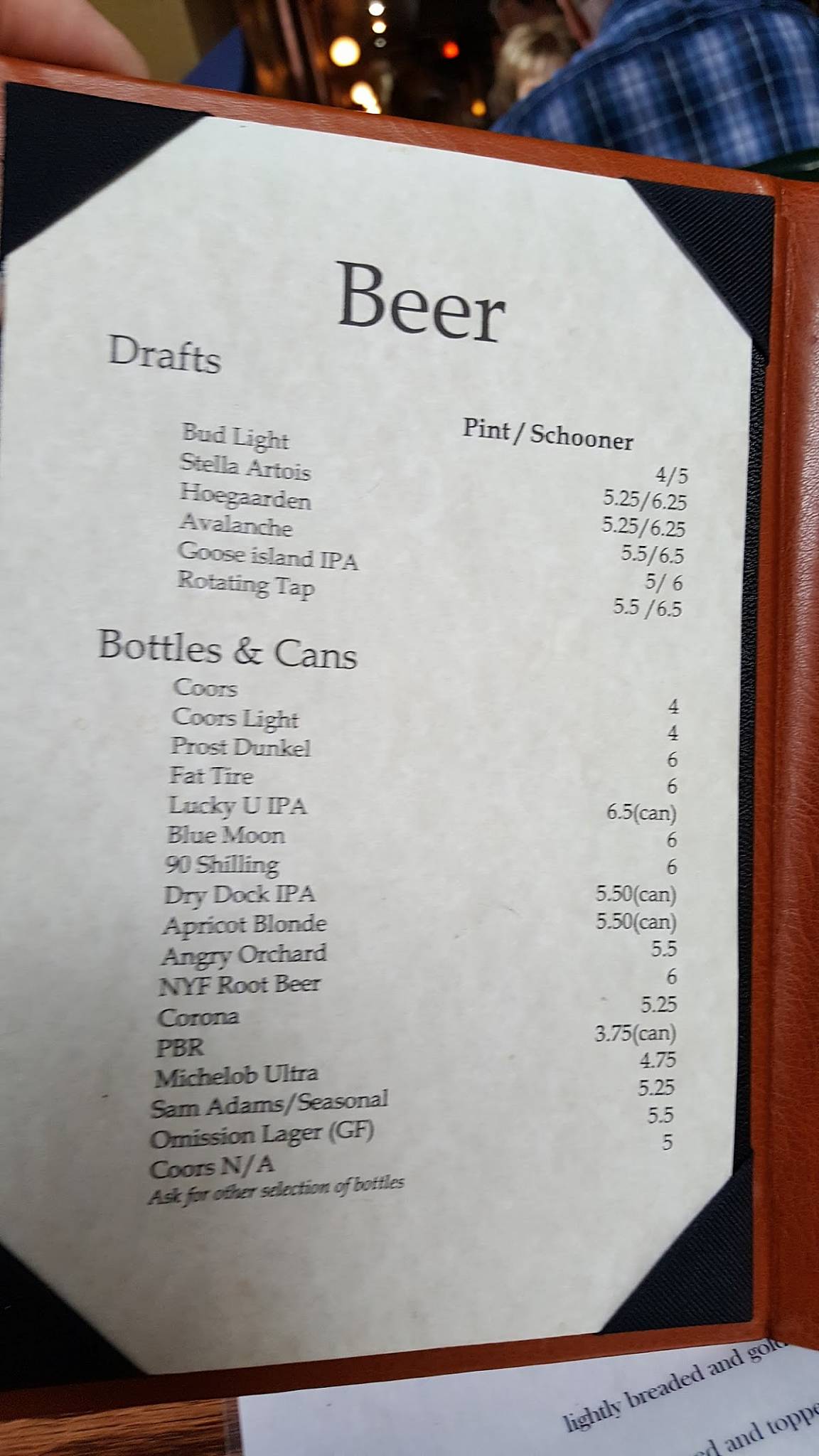 Menu at Castle Cafe, Castle Rock