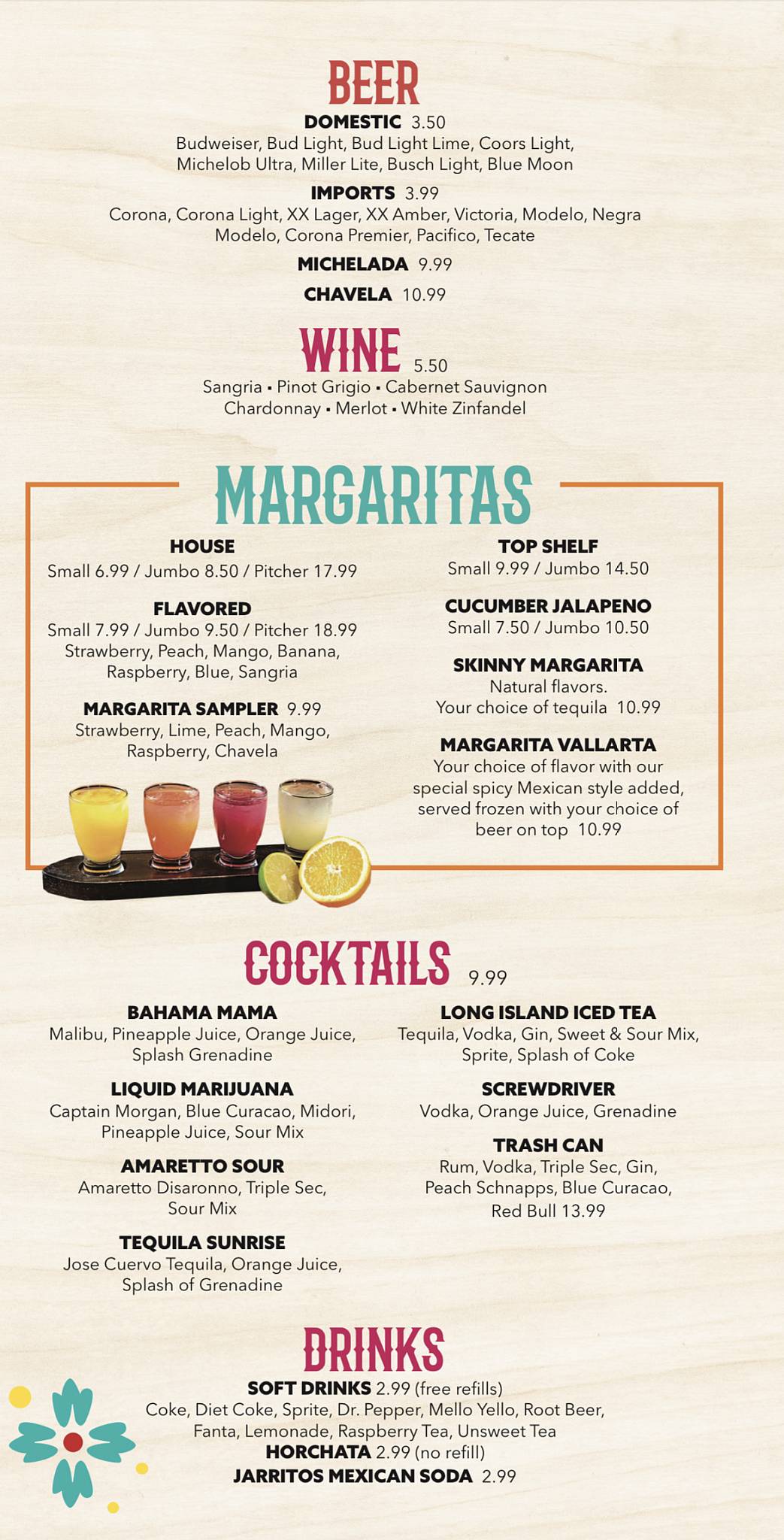 Menu at Catrinas Mexican cuisine restaurant, Holdrege