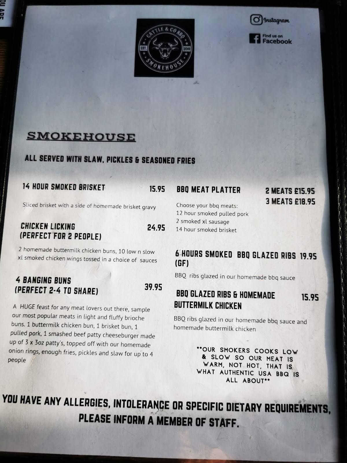 Menu at Cattle & Co Llanelli restaurant, Llanelli